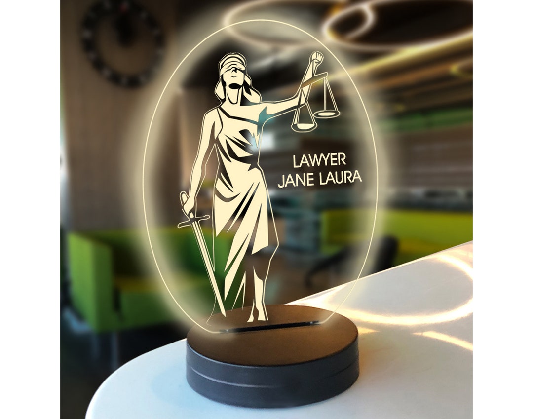 Personalized Lady Justice LED Lamp: Lawyer Office Decor, Law Student ...