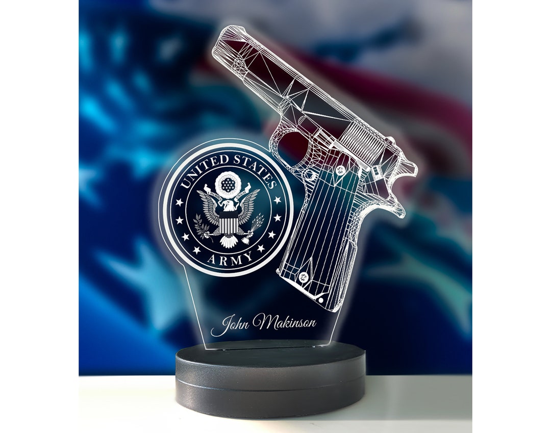 Weapon Night Light, Personalized LED Lamp Gift for Cops, Custom 3D LED ...