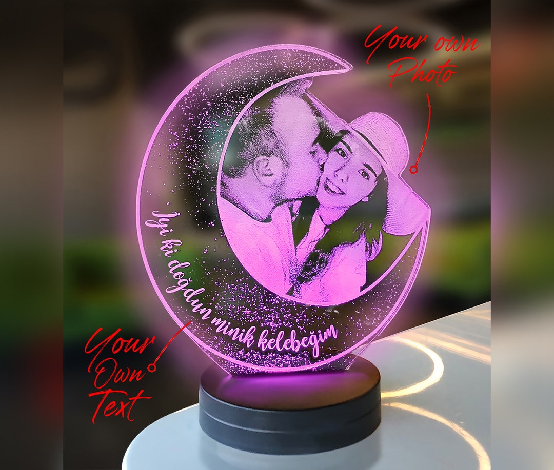 Personalized Moon Design Led Photo Lamp, Custom Photo 3D Lamp Gifts ...