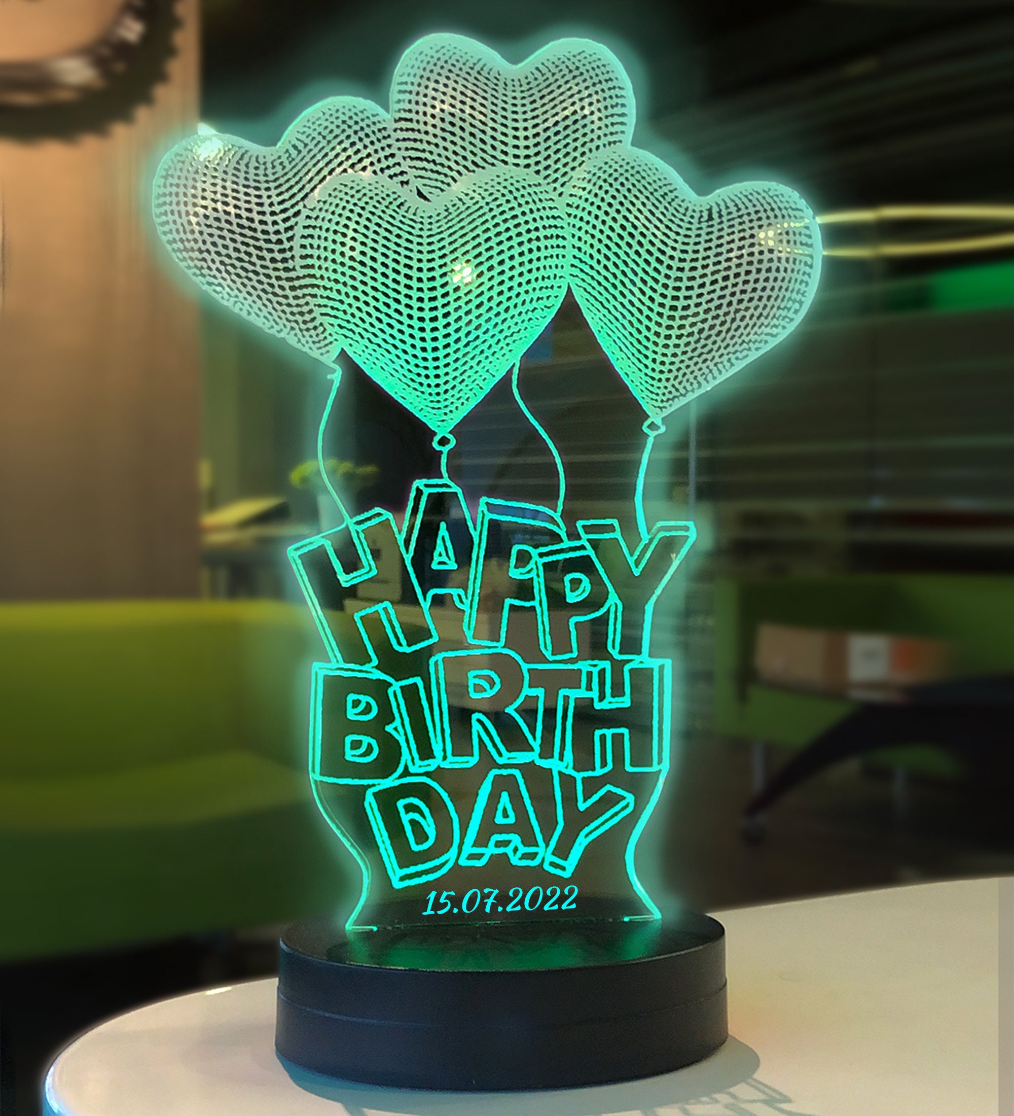 Happy Birthday Themed 3D Led Lamp Custom Birthday Led Lamp - Etsy