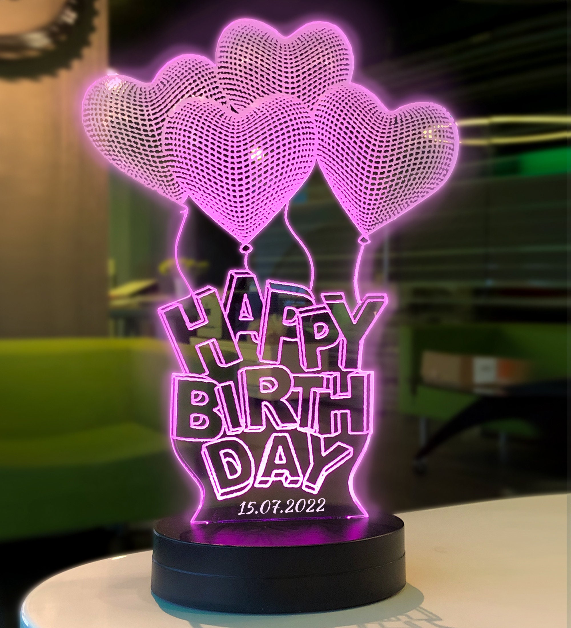 Happy Birthday Themed 3D Led Lamp Custom Birthday Led Lamp - Etsy