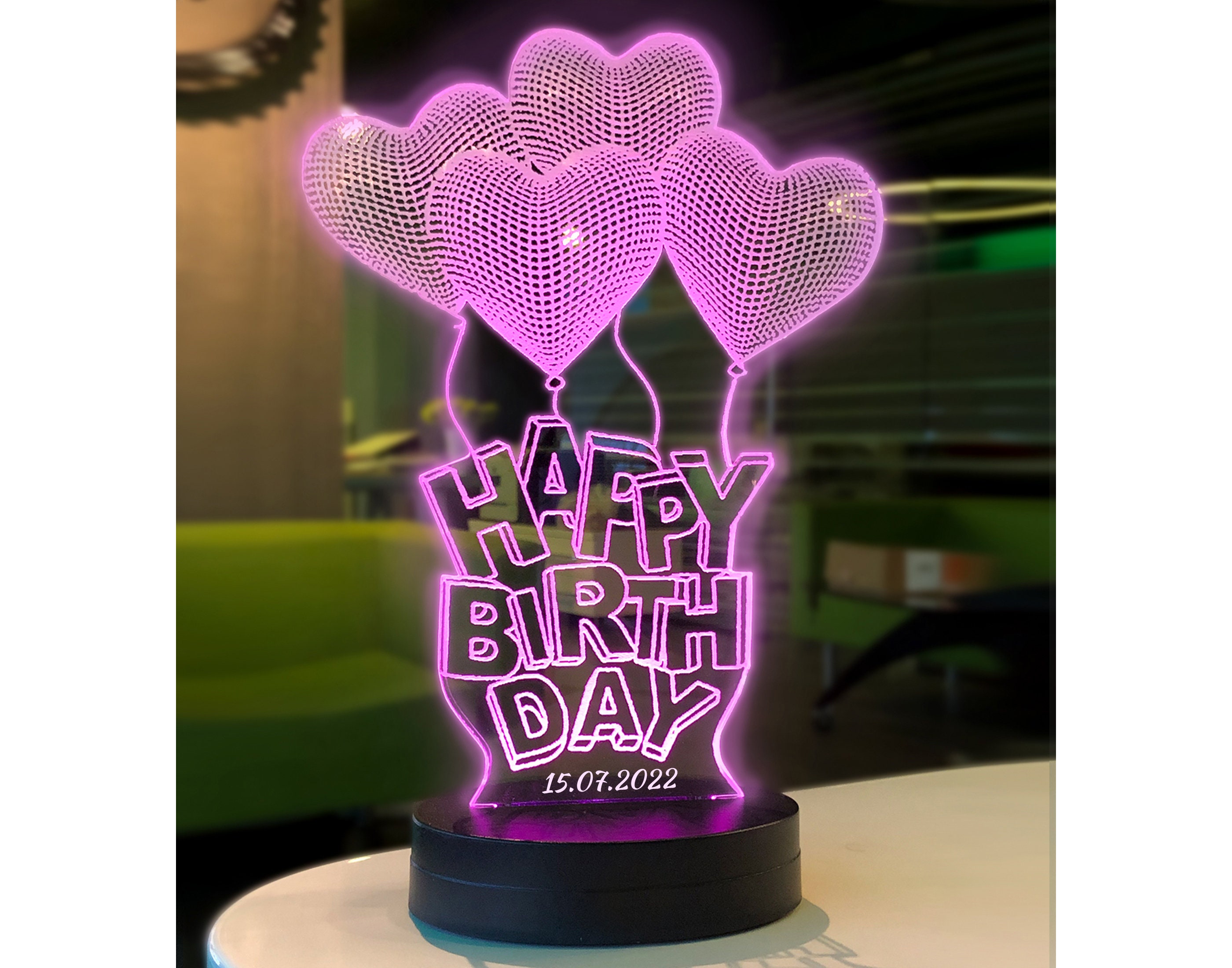 Happy Birthday Themed 3D Led Lamp Custom Birthday Led Lamp - Etsy