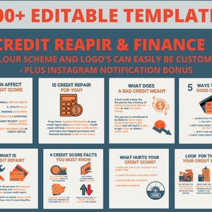 Credit Repair Instagram post templates. Social Media Bundle | Etsy