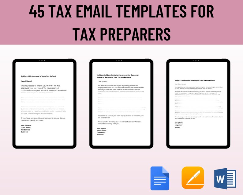 Tax Preparation Email Templates. Tax Preparer Bundle, 45 Email ...