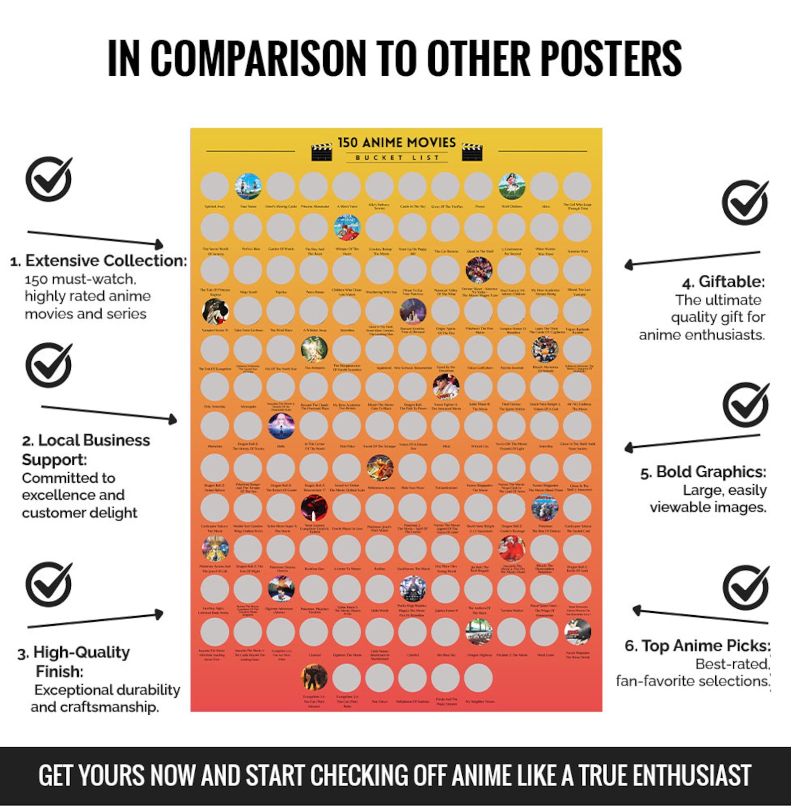 150 Scratch-off Anime Poster. Explore, Scratch and Reveal 150 Anime ...