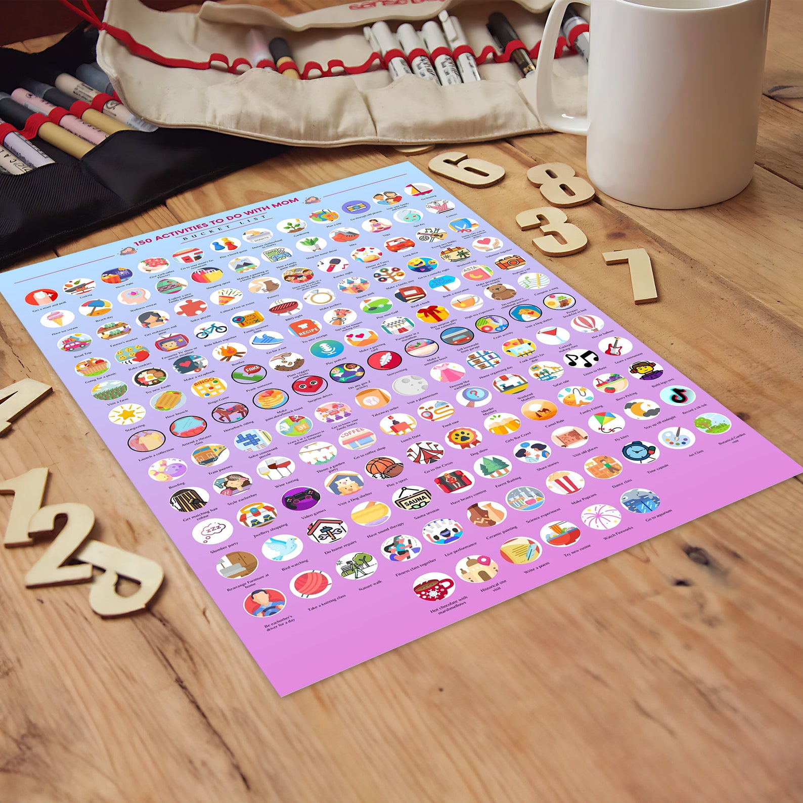 150 Activities to Do With Mom Scratch-off Poster, Mom and Kids Activity ...