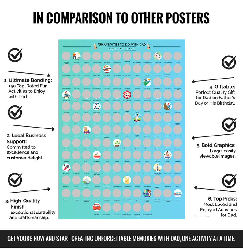 150 Activities to Do With Dad Scratch-off Poster, Father's Day Gift for ...