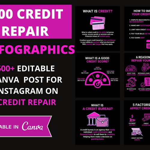 Credit Repair Instagram Post Templates. Social Media Bundle - Etsy