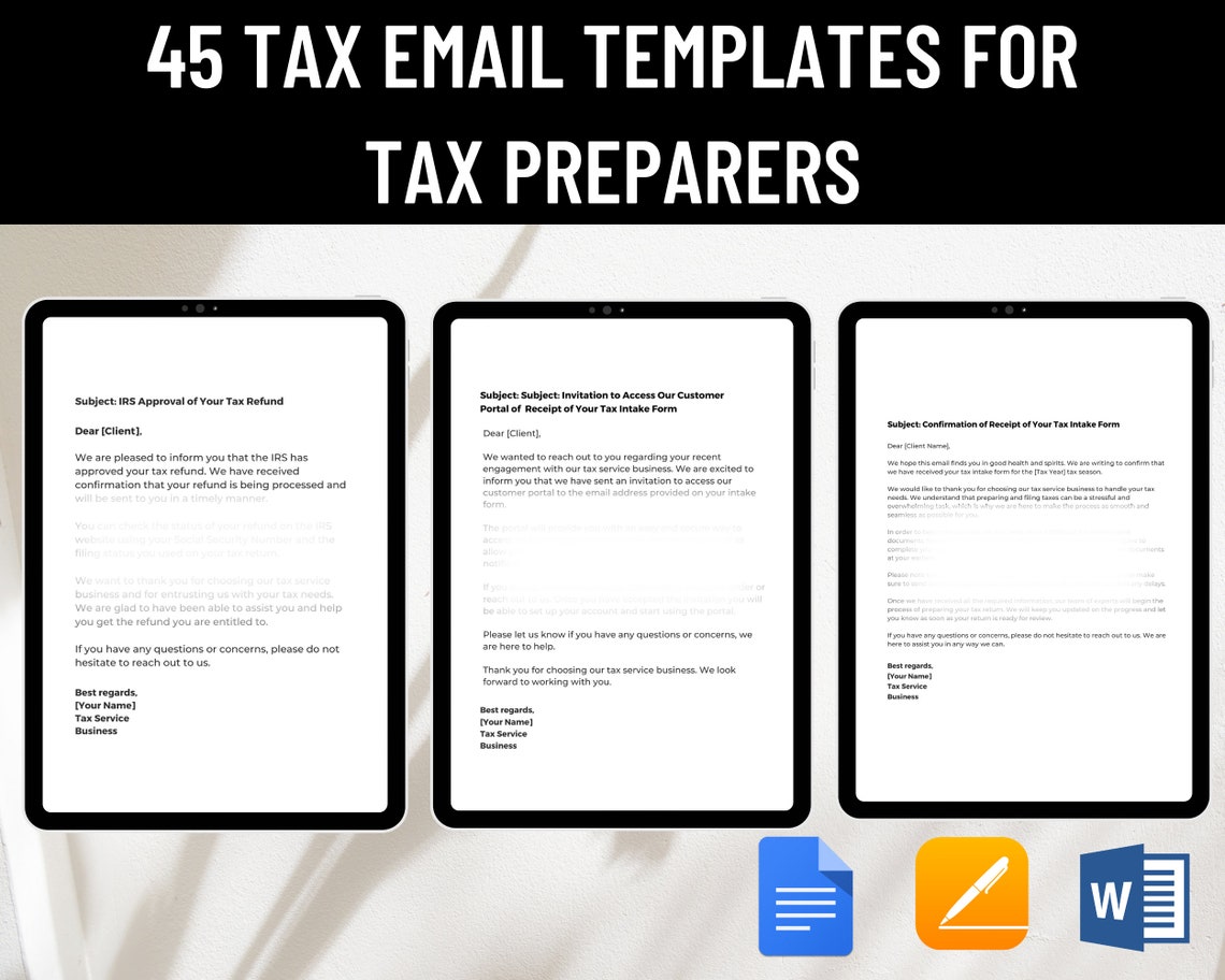 Tax Preparation Email Templates. Tax Preparer Bundle, 45 Email ...