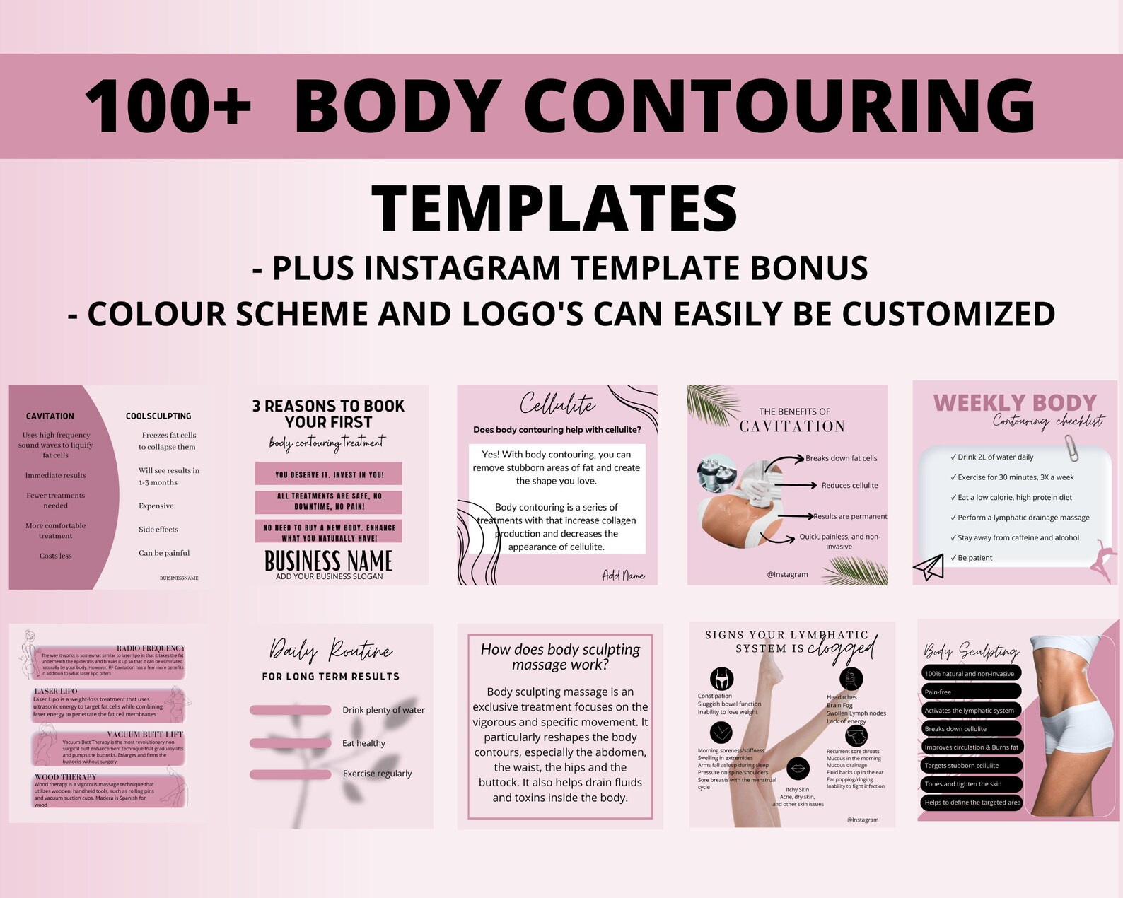 Body Contouring and Sculpting Instagram Post Templates. Social Media ...