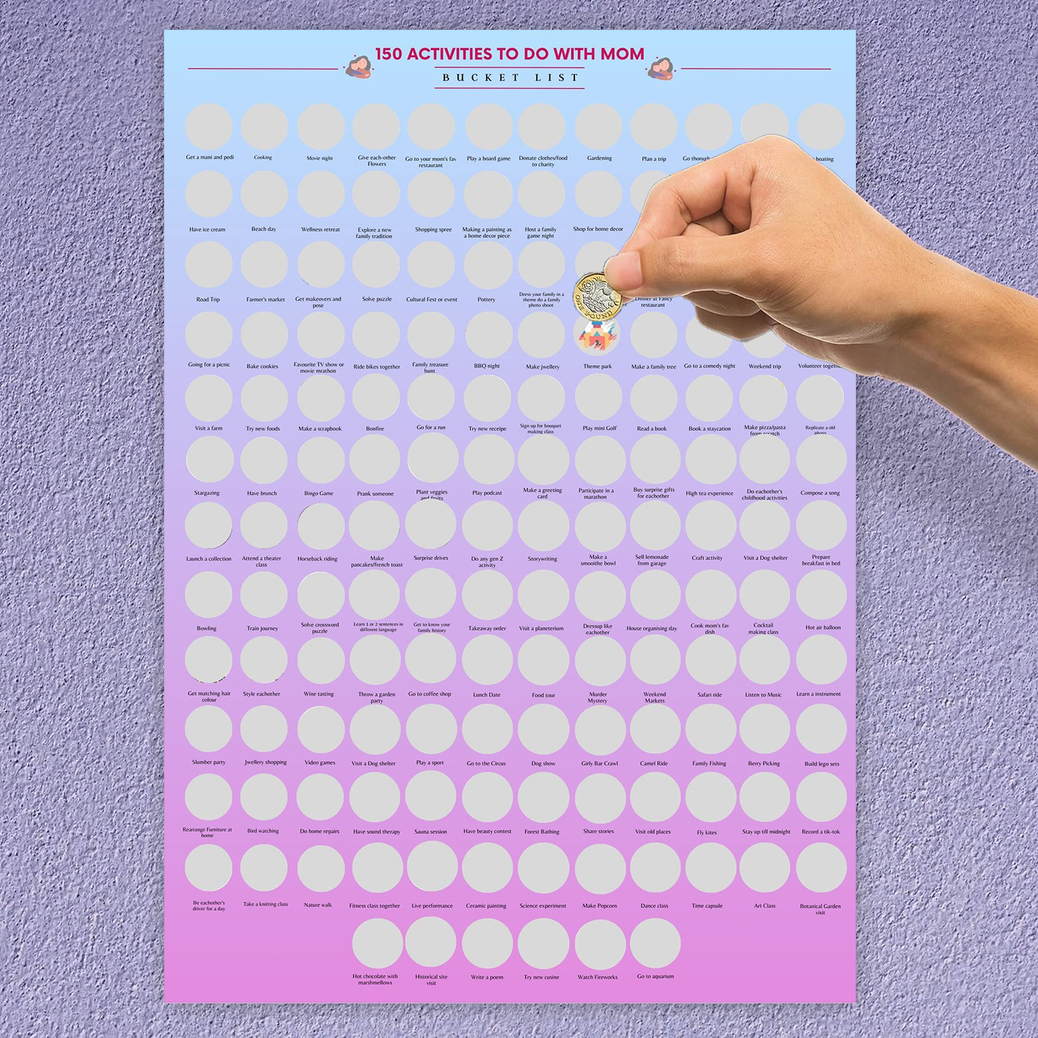 150 Activities to Do With Mom Scratch-off Poster, Mom and Kids Activity ...