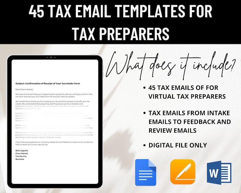 Tax Preparation Email Templates. Tax Preparer Bundle, 45 Email ...