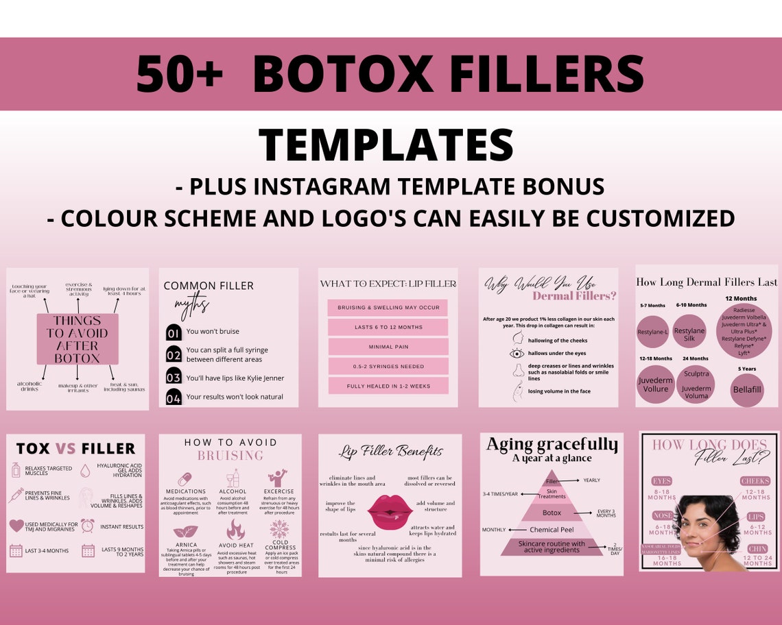 Botox Fillers Instagram Templates. Social Media Bundle, 50 Templates ...