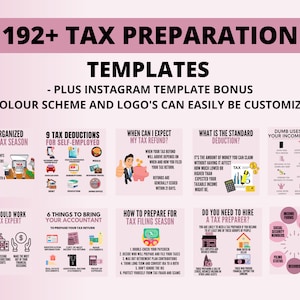 Tax Preparation Instagram Templates. Social Media Bundle, 192 Templates ...