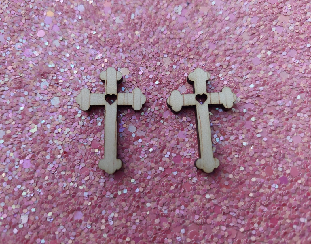 Wooden Cross With Heart Small Christian Cross Wooden Craft Shapes 30x19 ...