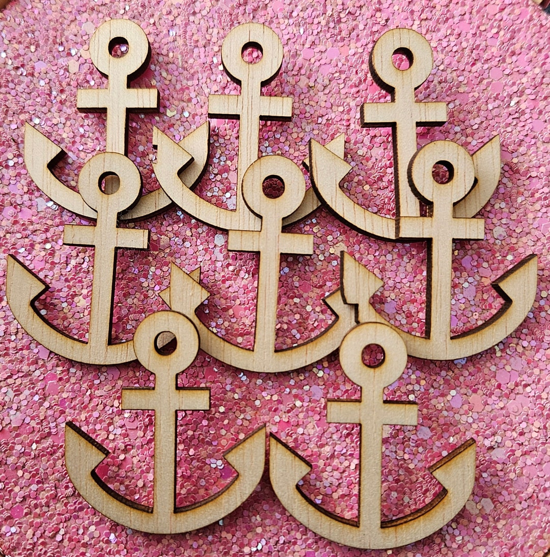 Anchor Blank Shapes 15 Pieces of Wooden Anchors Birch Wood 36mm X 41mm ...