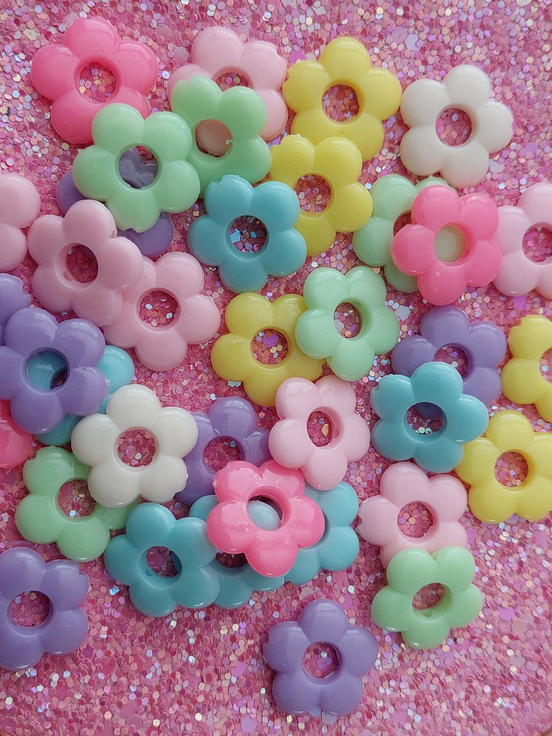 Flower Acryl Frame Pastel Beads 50 Pcs - Etsy