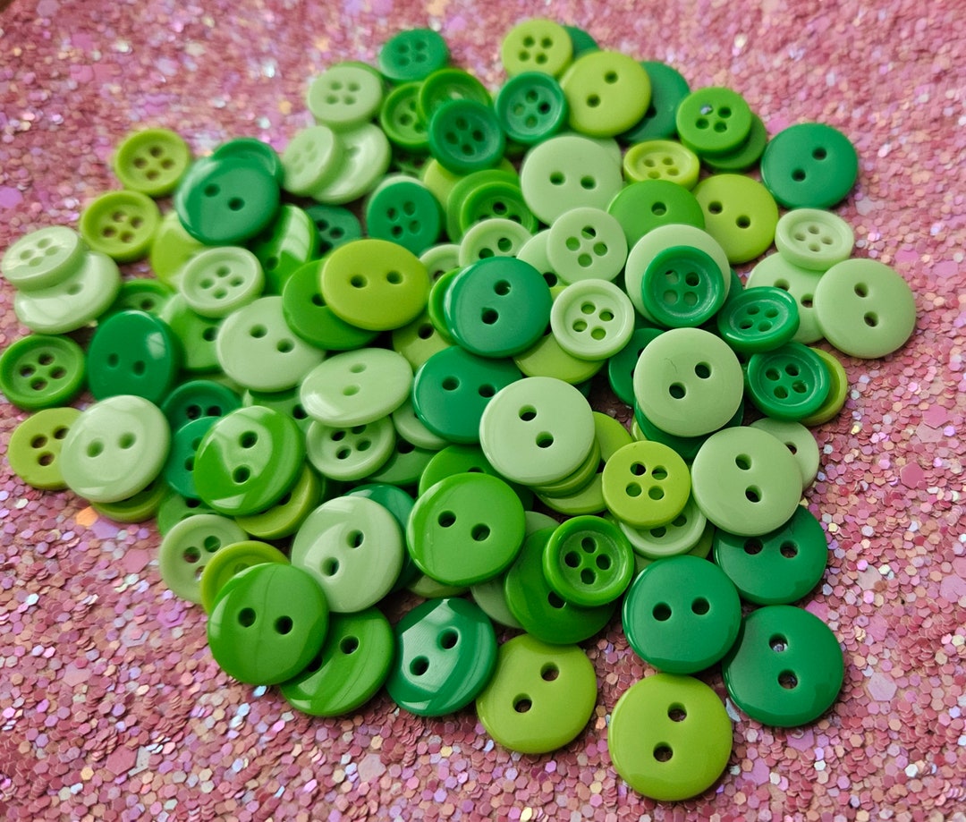 130 Pieces Green Mixed Buttons ~ Assorted Mixed Buttons ~ Arts Crafts ...