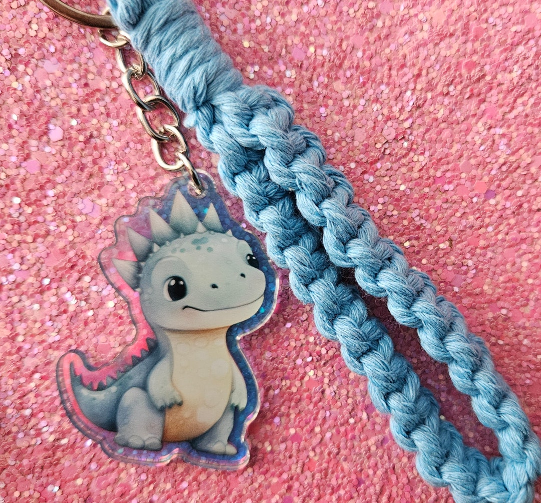 Cute Kawaii Dino Keychain With or Without Macramé Pendant - Etsy
