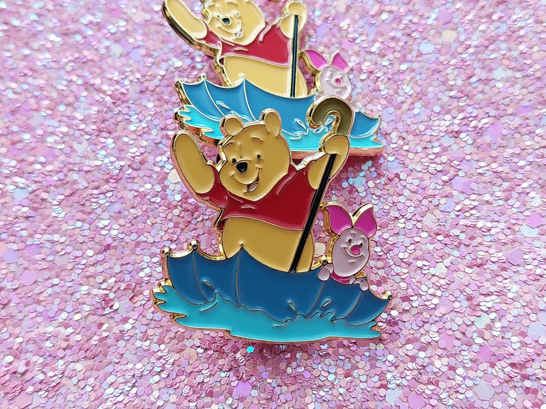 Enamel Pin, Disney Winnie the Pooh Piglet in Umbrella Pin, Disney ...