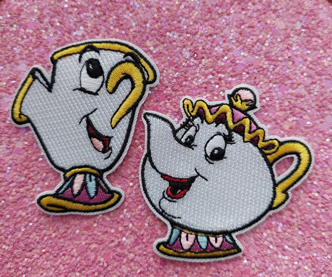Iron on Patches - Beauty and the Beast - Mrs. Potts Teapot, Chip ...