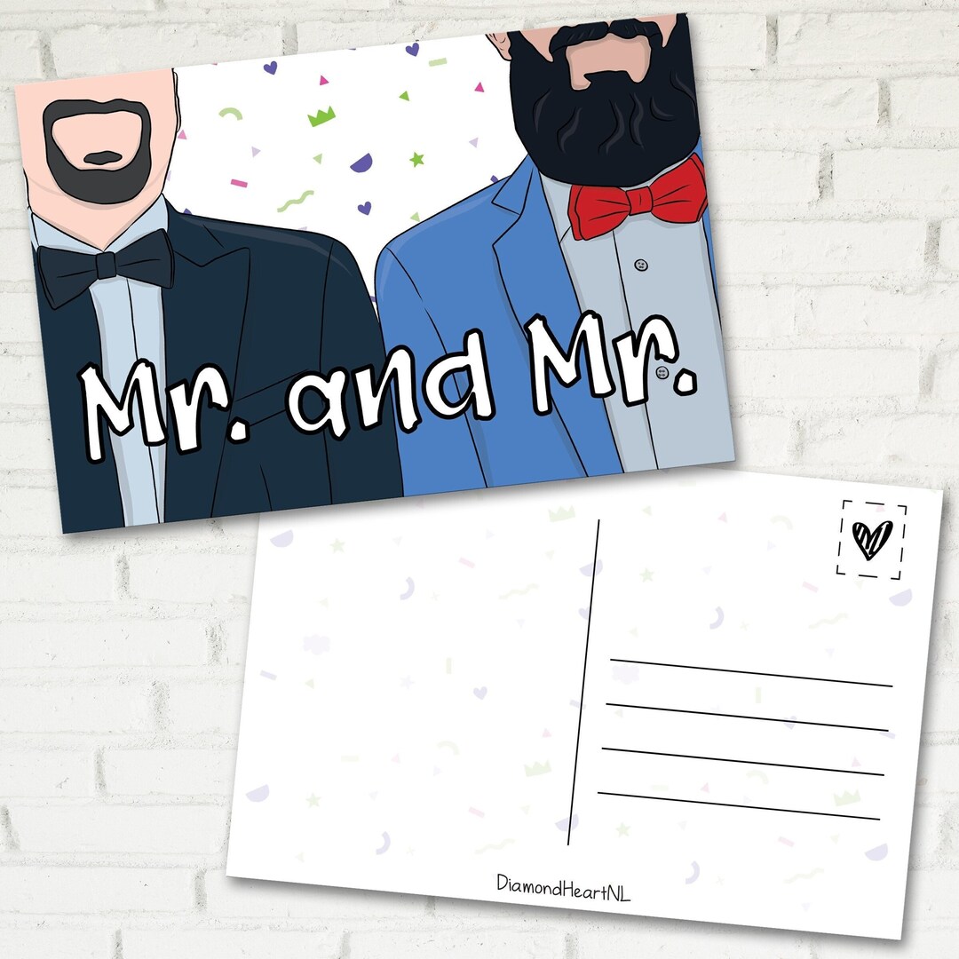 Mr. and Mr. Postcard A6 LGBT Greeting Card & Gay Greeting Card - Etsy