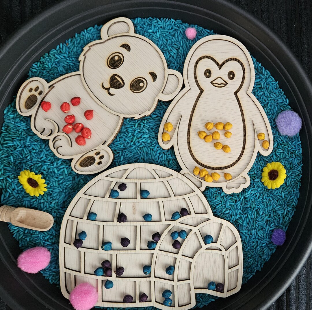 Filling Shapes Winter Igloo, Polar Bear, Penguin Set for Play Rice ...
