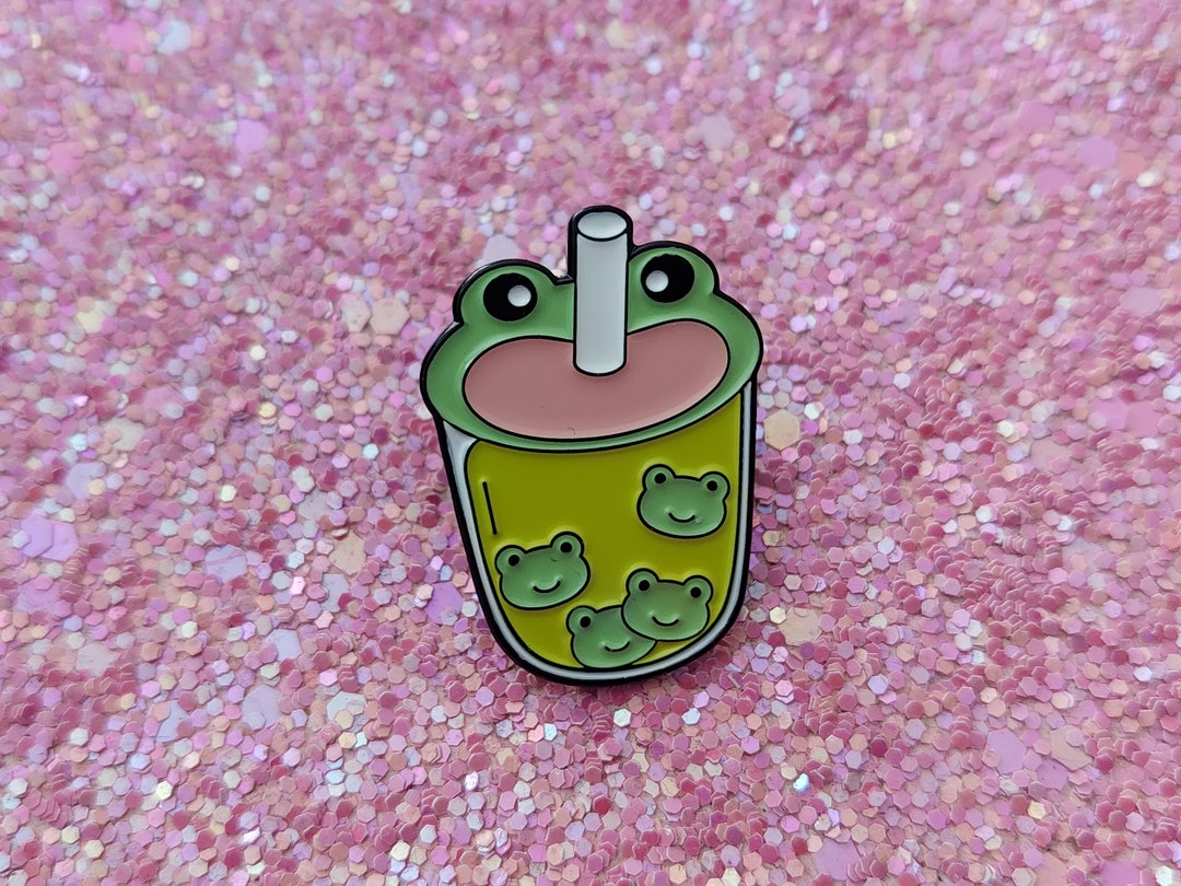 Froggy Bubble Tea Enamel Pin - Etsy