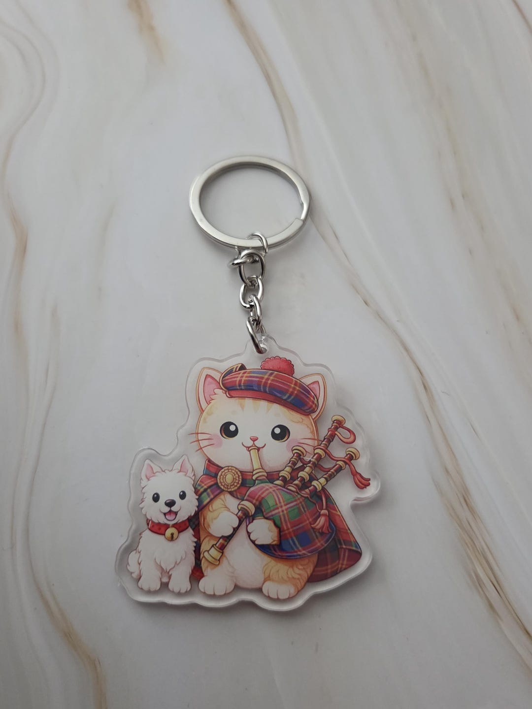 Scottish Cat Keychain – Kawaii Cat Bagpipes – Scotland Gift – Cute Cat ...