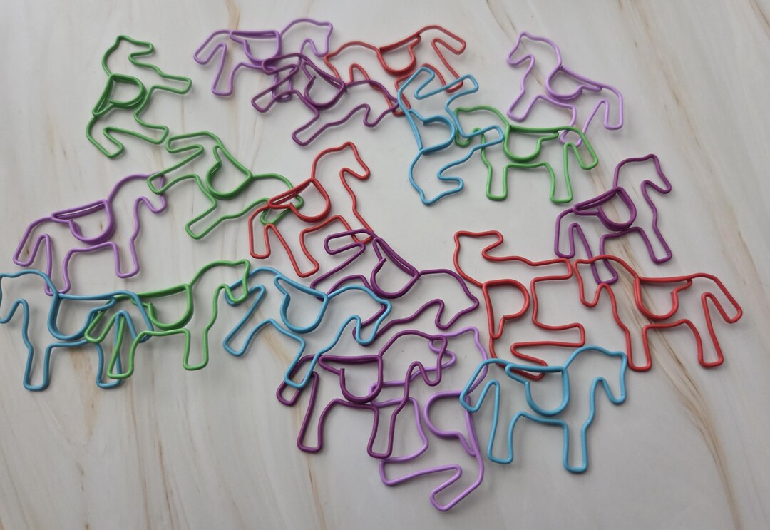 Colored Horse Paper Clips, Set of Horse Shape Metal Paper Clips, Cute ...