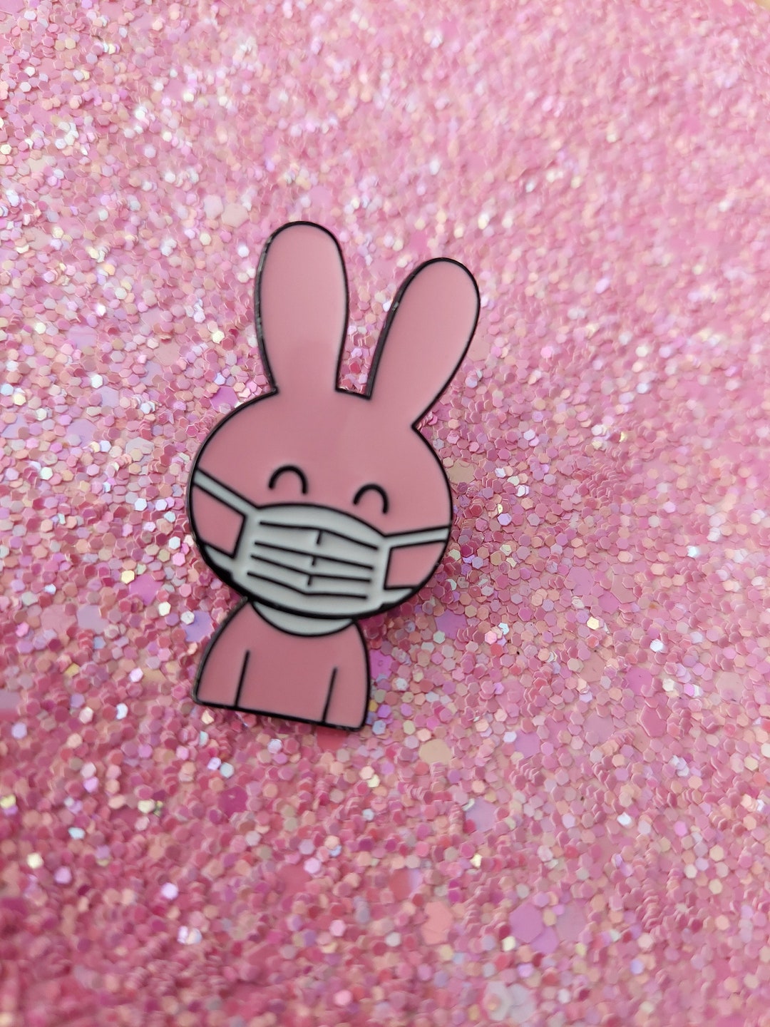 Enamel Pin Bunny With Face Mask - Etsy
