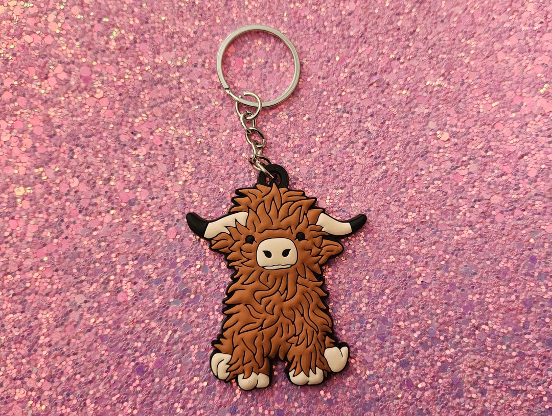 Scottish Highlander Keychain - Scotland Cow Keychain - Etsy