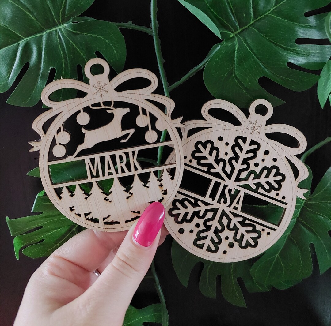 Personalized Name Christmas Baubles, Christmas Ornament Wood Decor ...