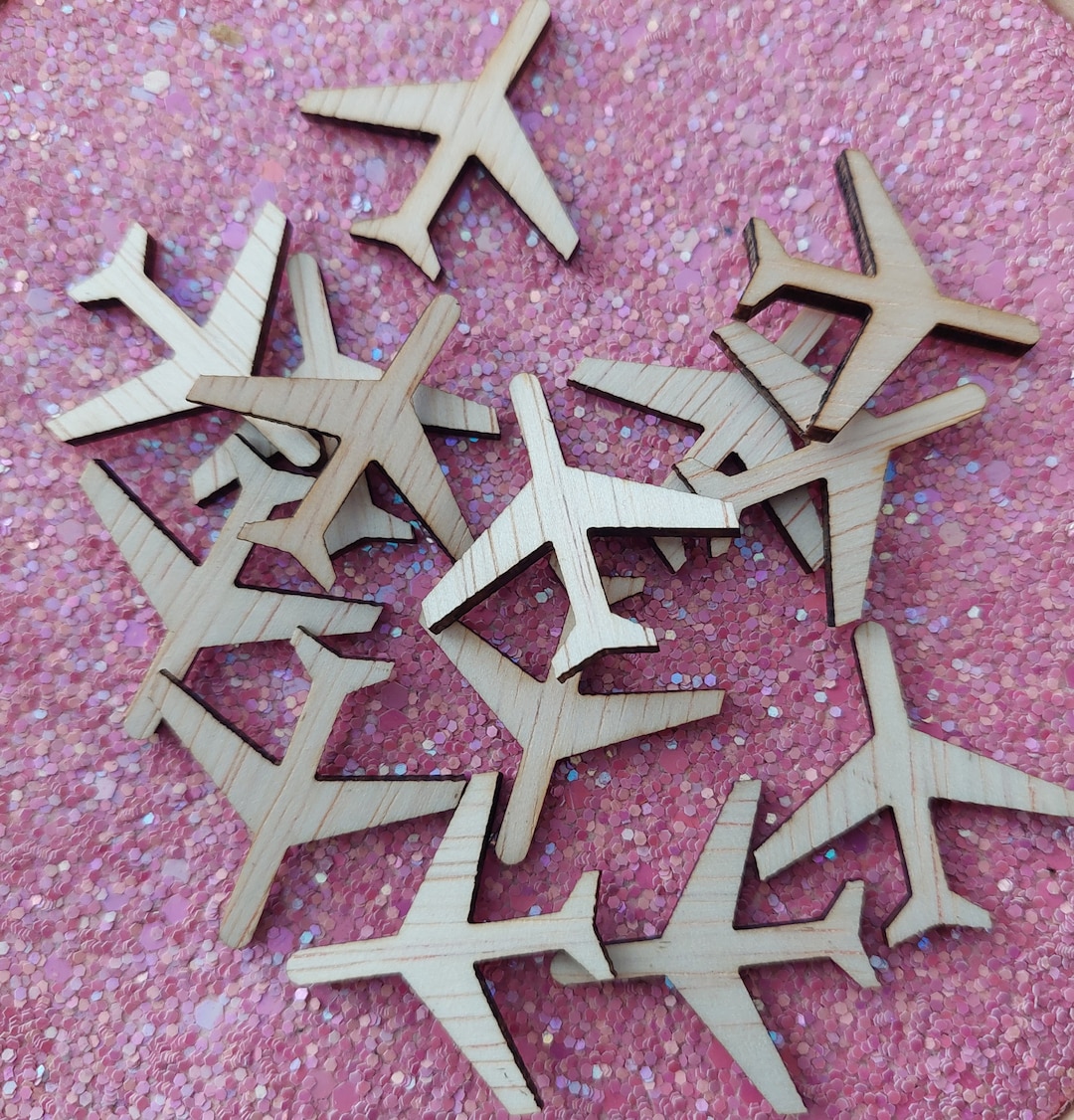 15x Wooden Airplane Shapes Cutouts, Wooden Shapes 30x30mm Blank Shape ...