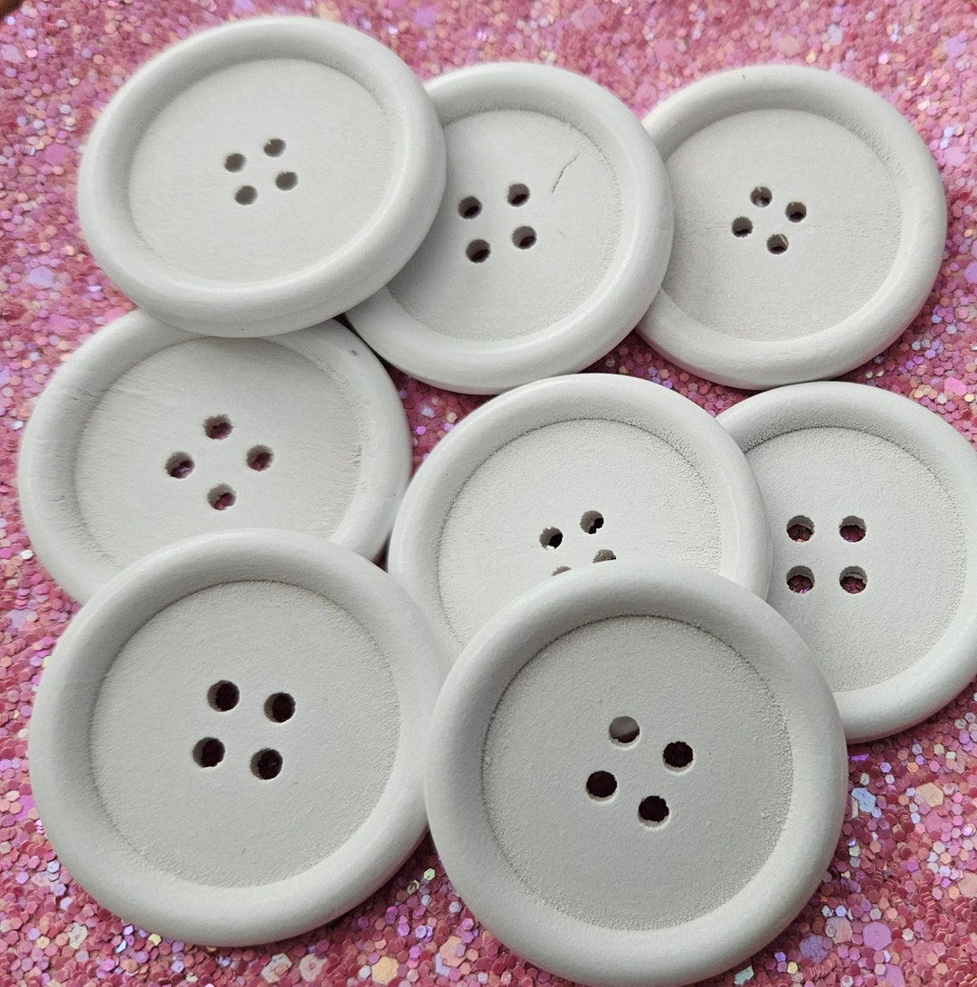 Wooden Buttons White Wood 40mm 8 Pieces - Etsy