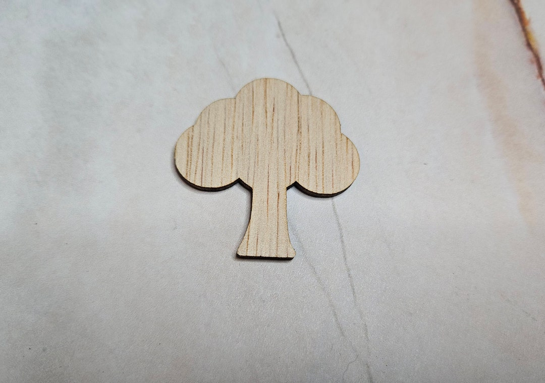 Mini Wooden Tree 15 Pieces Wooden Blank Shapes Trees Wood Cutting ...