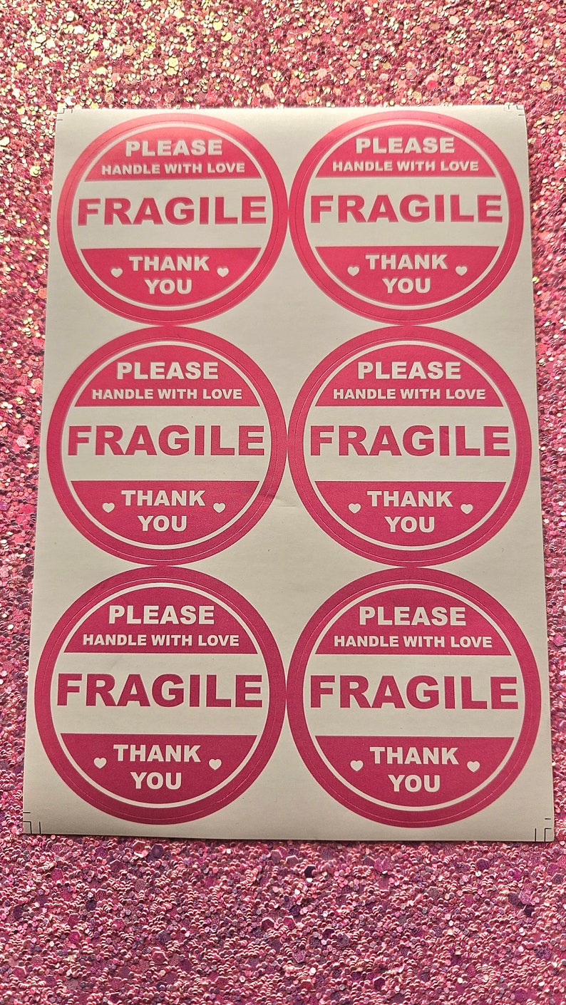 6x FRAGILE Please Handle With Care Labels Stickers Pink - Etsy