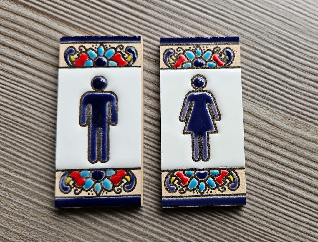 WC Sign - Home Decor - Bathroom Sign - Ceramic Ornament / Door Plaque ...