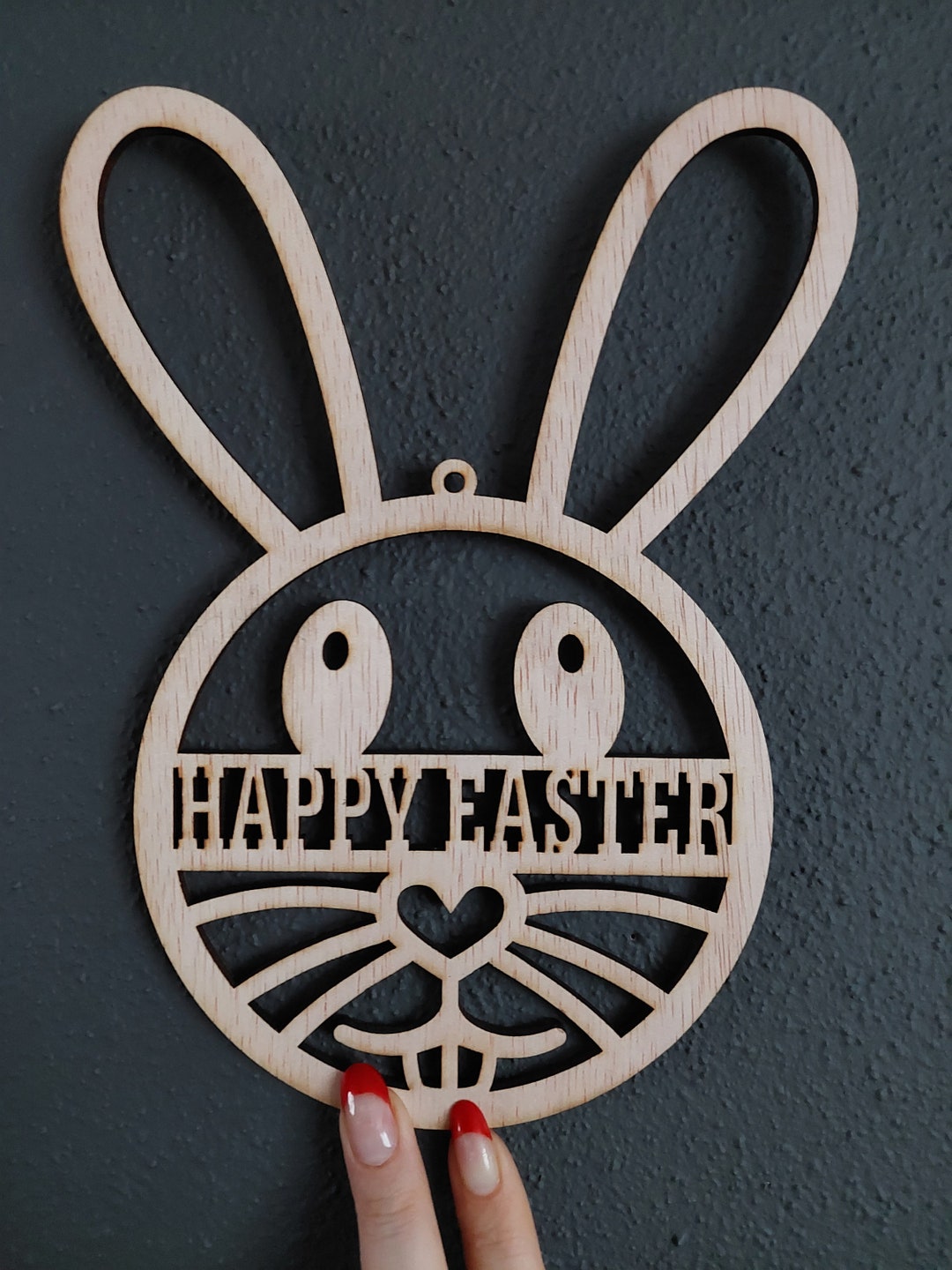 Happy Easter Pendant - Easter Bunny Wood - Wooden Pendant Easter - Etsy