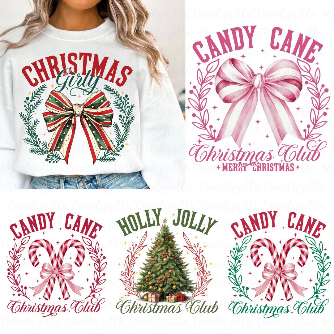 Christmas Coquette Bundle PNG, Pinkmas Christmas Bow Png, Candy Cane ...