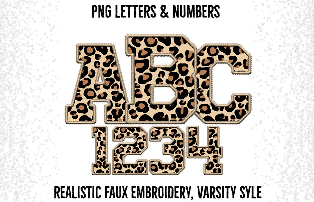 Cheetah Varsity Font PNG: Faux Embroidery Glitter Alpha Set (digital ...