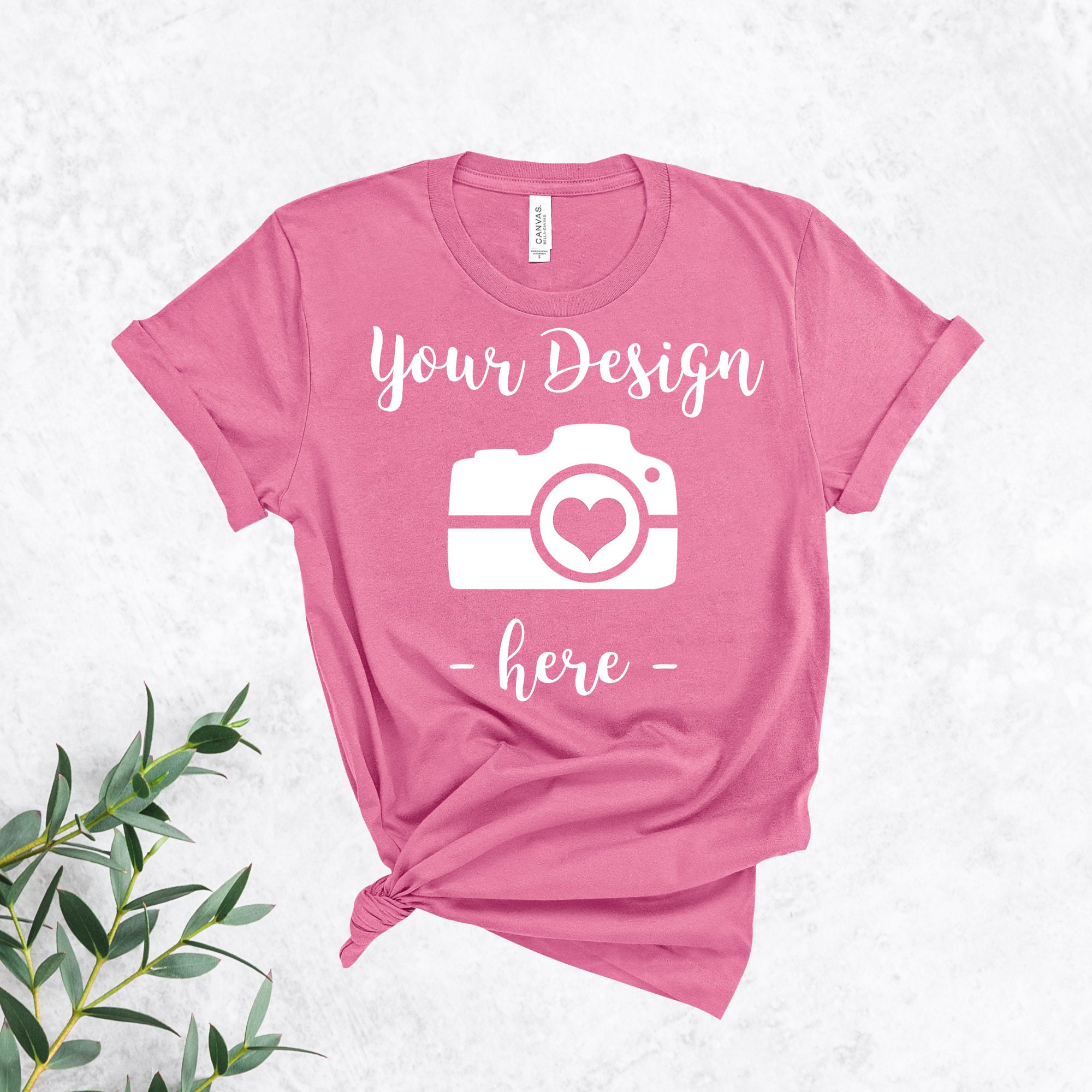 3001 Bella Charity Pink Mockup Shirt Flatlay Bella Canvas | Etsy