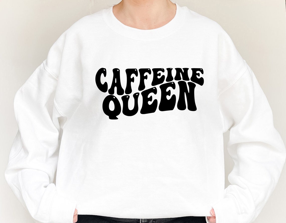 Caffeine Queen PNG SVG Digital File Groovy Wave Letters Mom | Etsy