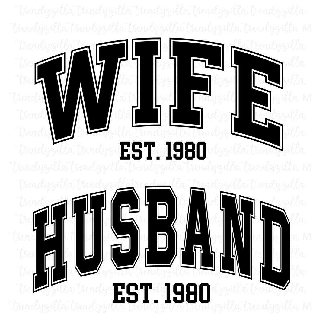 Wife Husband Est. 1980 SVG PNG: Wedding Anniversary Design (digital ...
