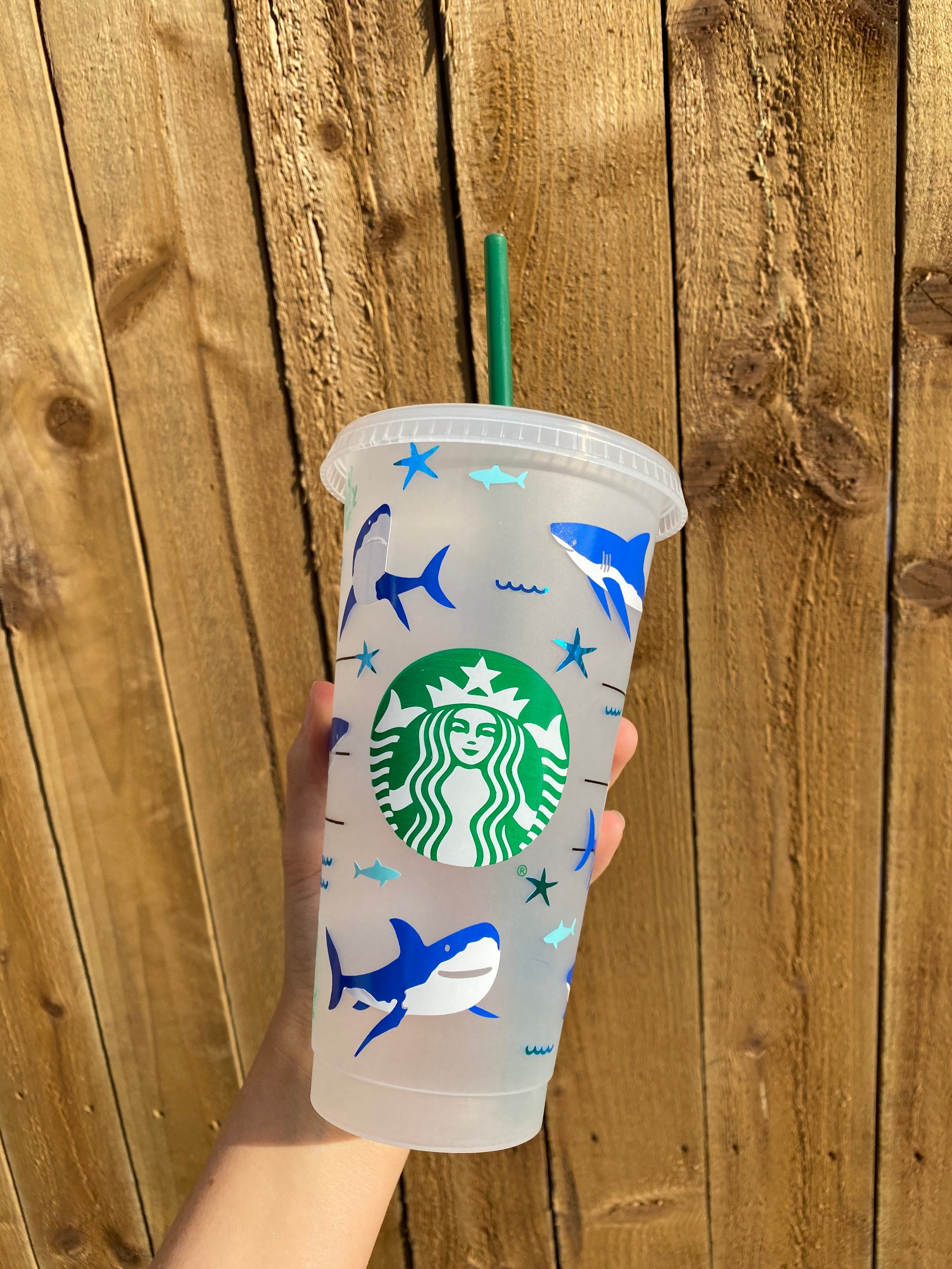 Shark Theme Starbucks Cold Cup Ocean Theme Cup - Etsy UK