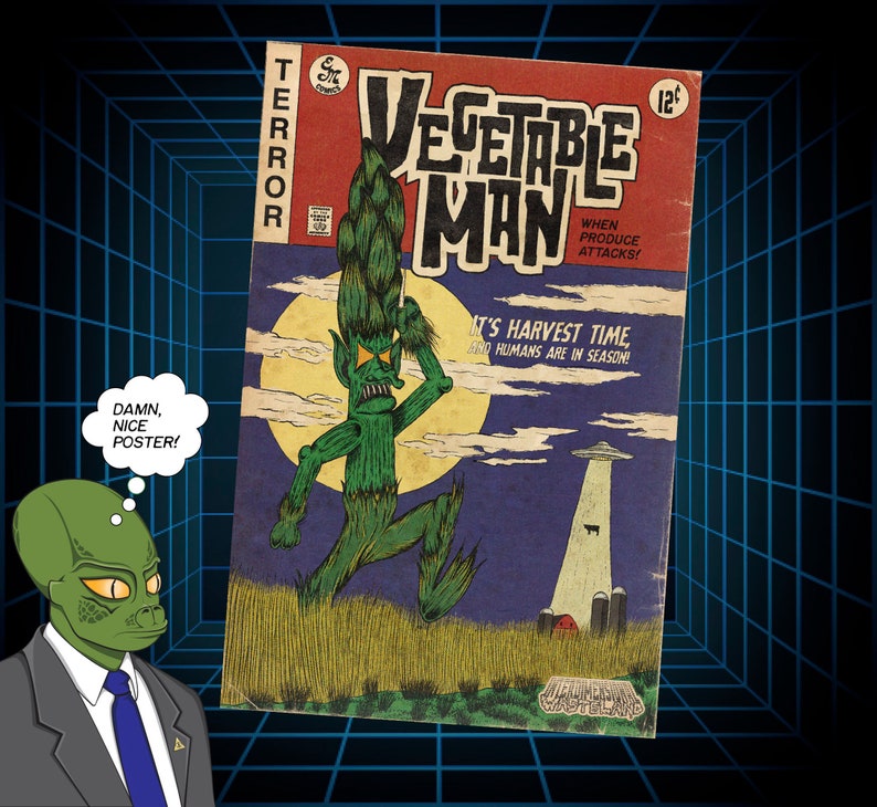 Vegetable Man Cryptid Vintage Horror Comic Style Poster - Etsy