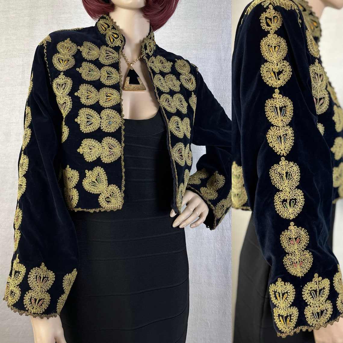 Antique Stunning Taqsireh Palestinian Velvet Jacket Bethlehem Metal ...