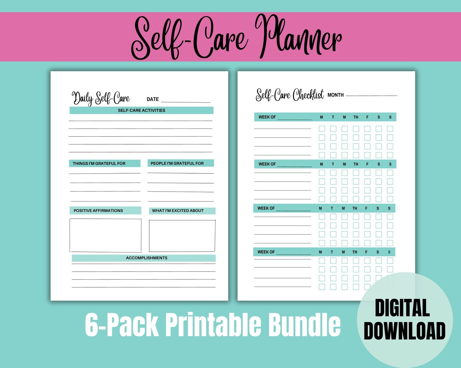 Monthly Self-care Planner Checklist for Health Wellness and Relaxation ...