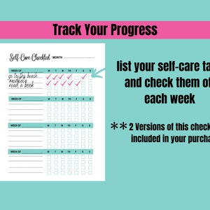 Monthly Self-care Planner Checklist for Health Wellness and Relaxation ...