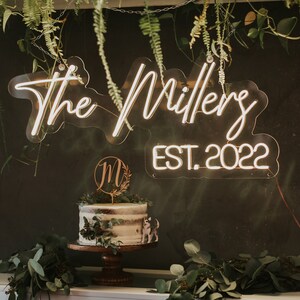 Est Sign for Wedding Reception, Est Neon Sign Wedding for Your Backdrop ...